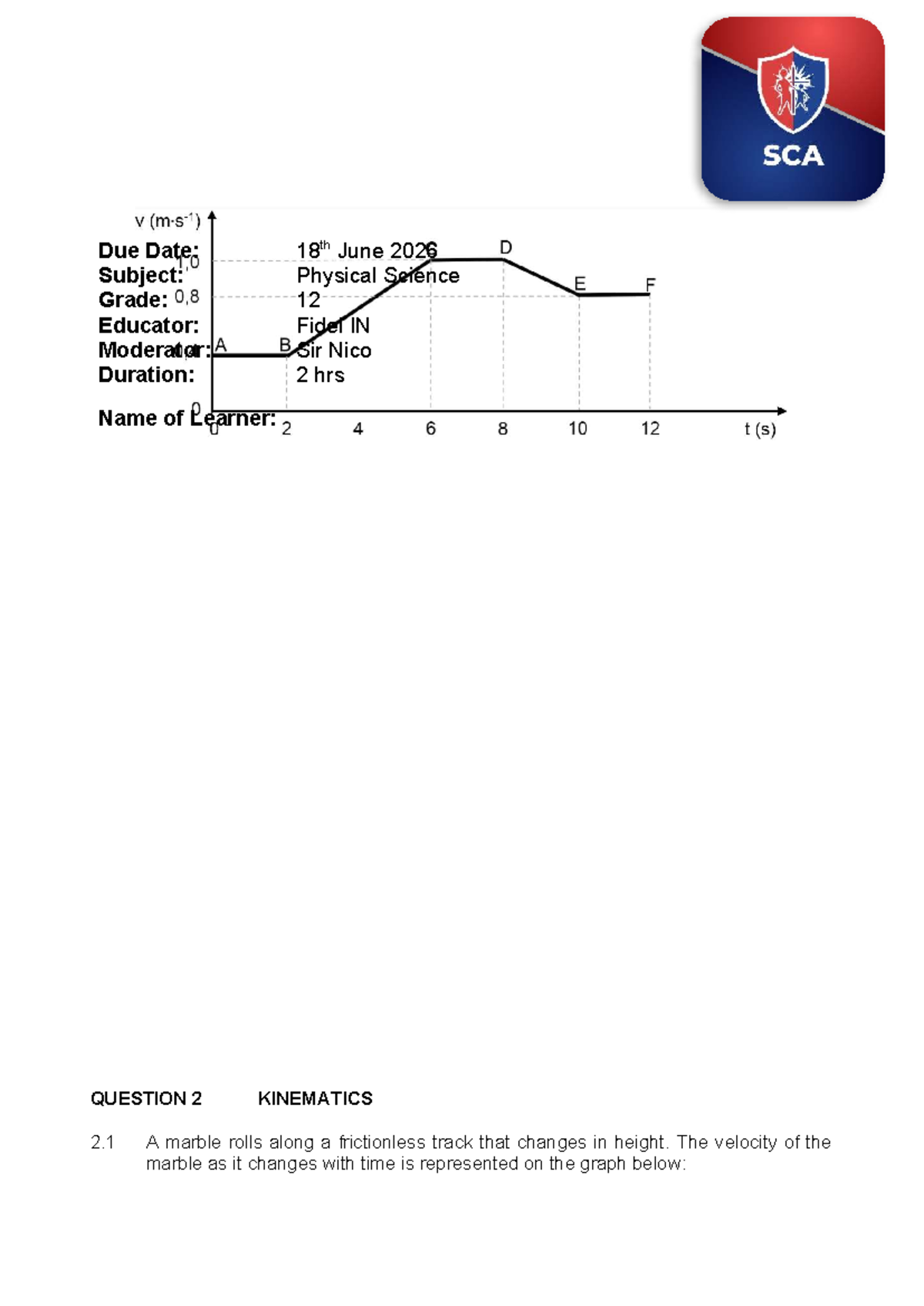 Gr 11 Physical Science Term 2 Exam Questions and Solutions - Studocu