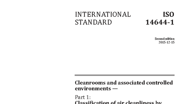ISO 14644-1:2015 - Classification of Air Cleanliness in Cleanrooms ...