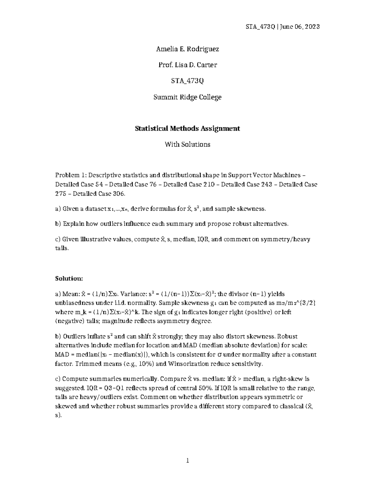 STA_473Q Statistical Methods Assignment Solutions - Support Vector ...