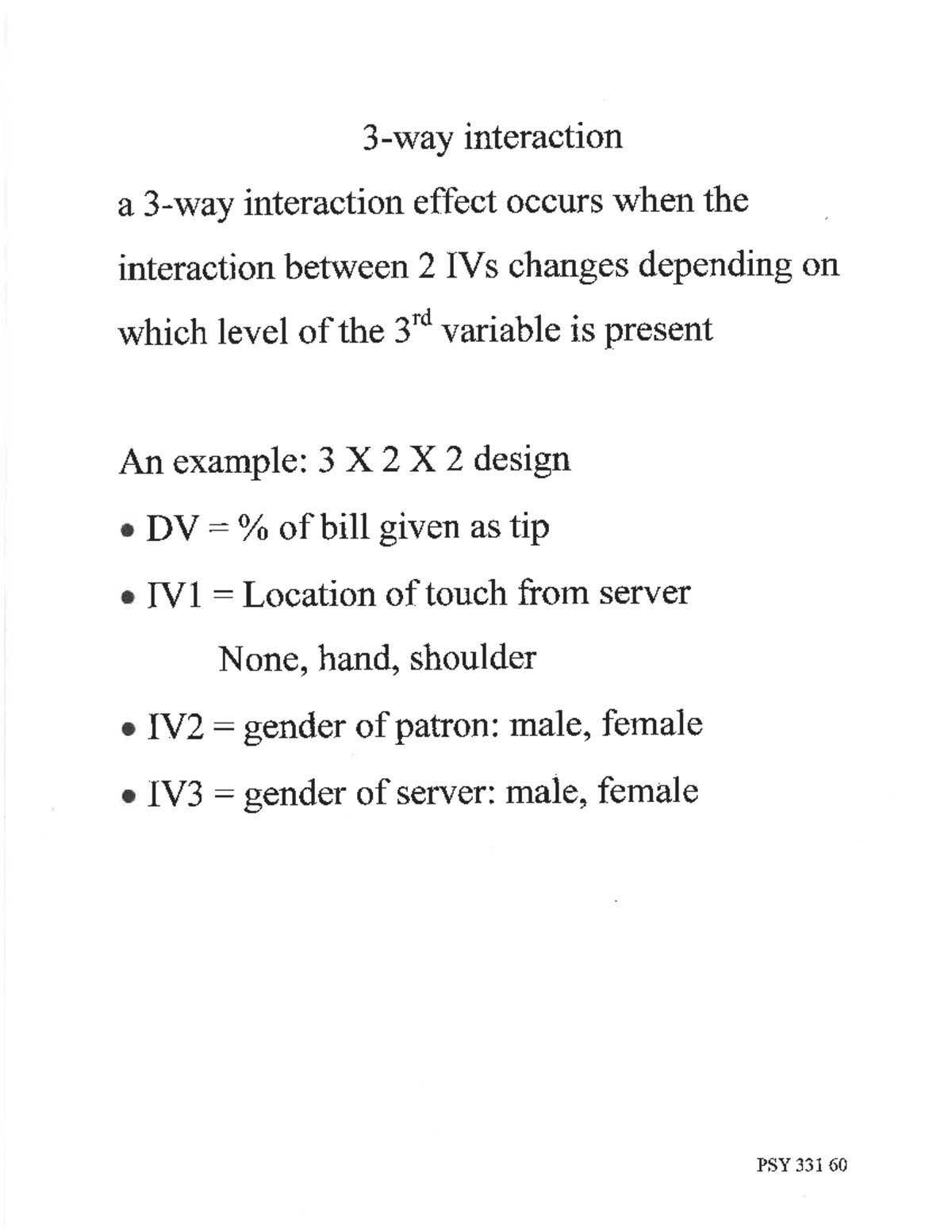 Understanding 3-Way Interactions in PSY 331 60 - Studocu