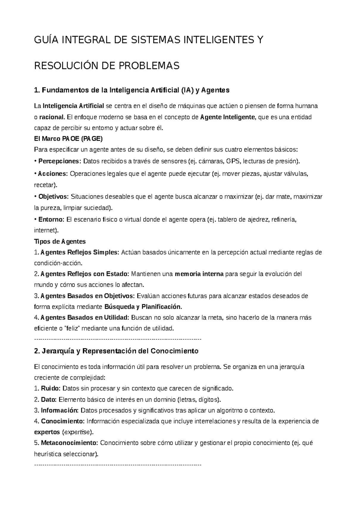 Apuntes FSI: Fundamentos de IA y Resolución de Problemas - Studocu