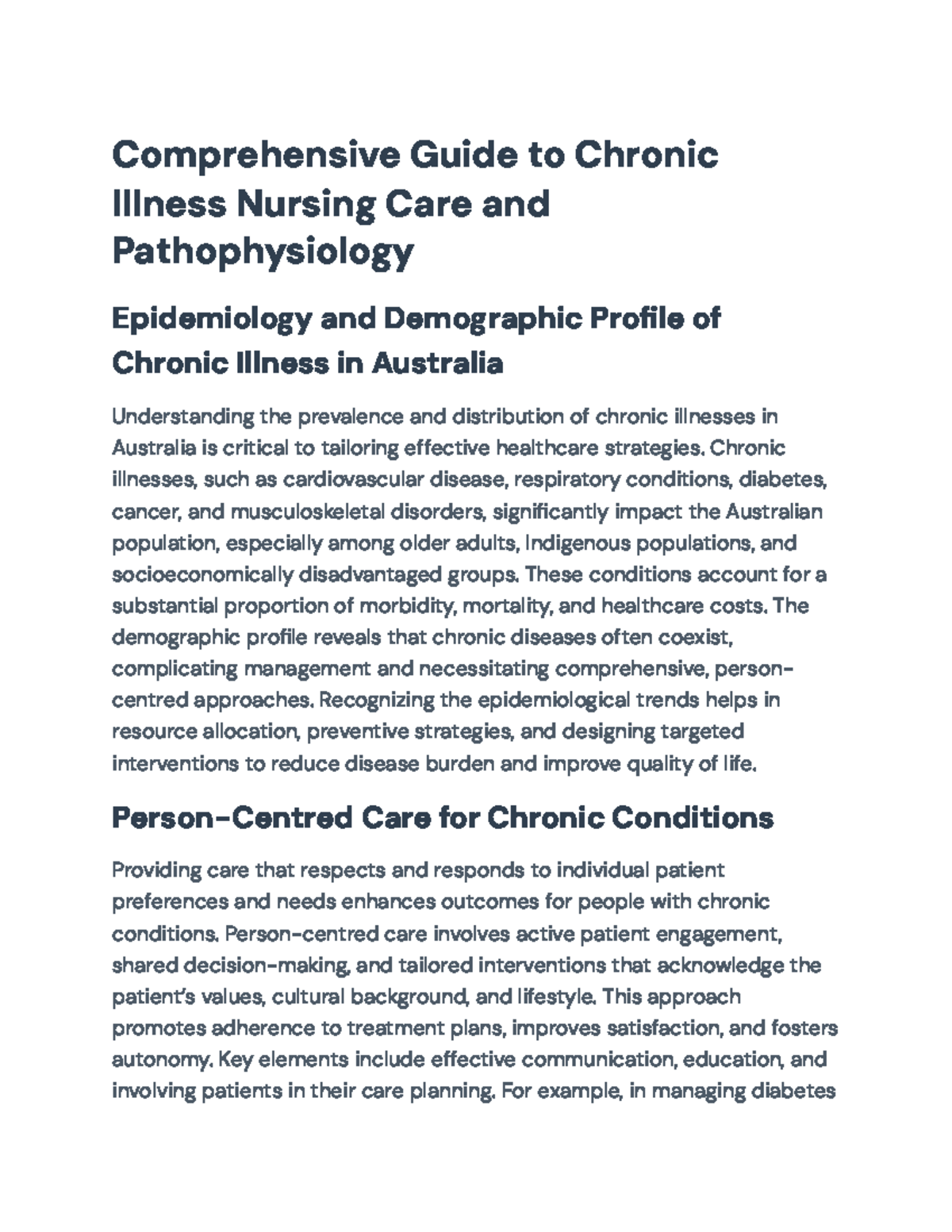 Comprehensive Guide to Nursing Care for Chronic Conditions (NURS 101 ...