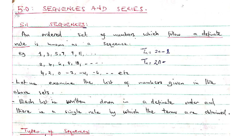 MAT 111 Sequences and Series: Comprehensive Study Guide - Studocu