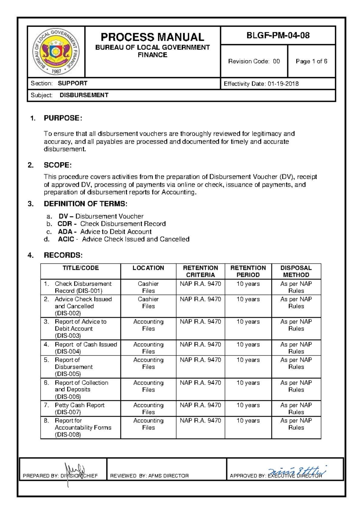 BLGF PM 04 08 Disbursement - PROCESS MANUAL BUREAU OF LOCAL GOVERNMENT ...