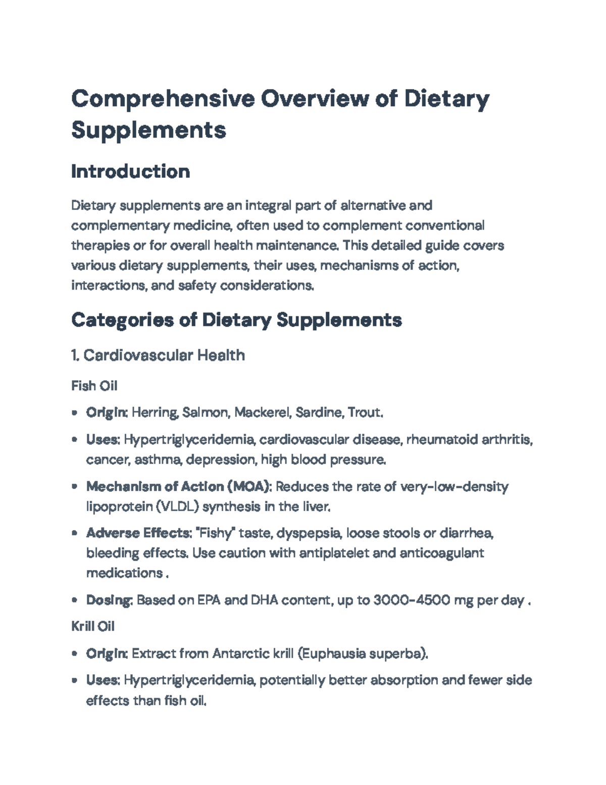 Comprehensive Overview of Dietary Supplements - Health & Safety ...