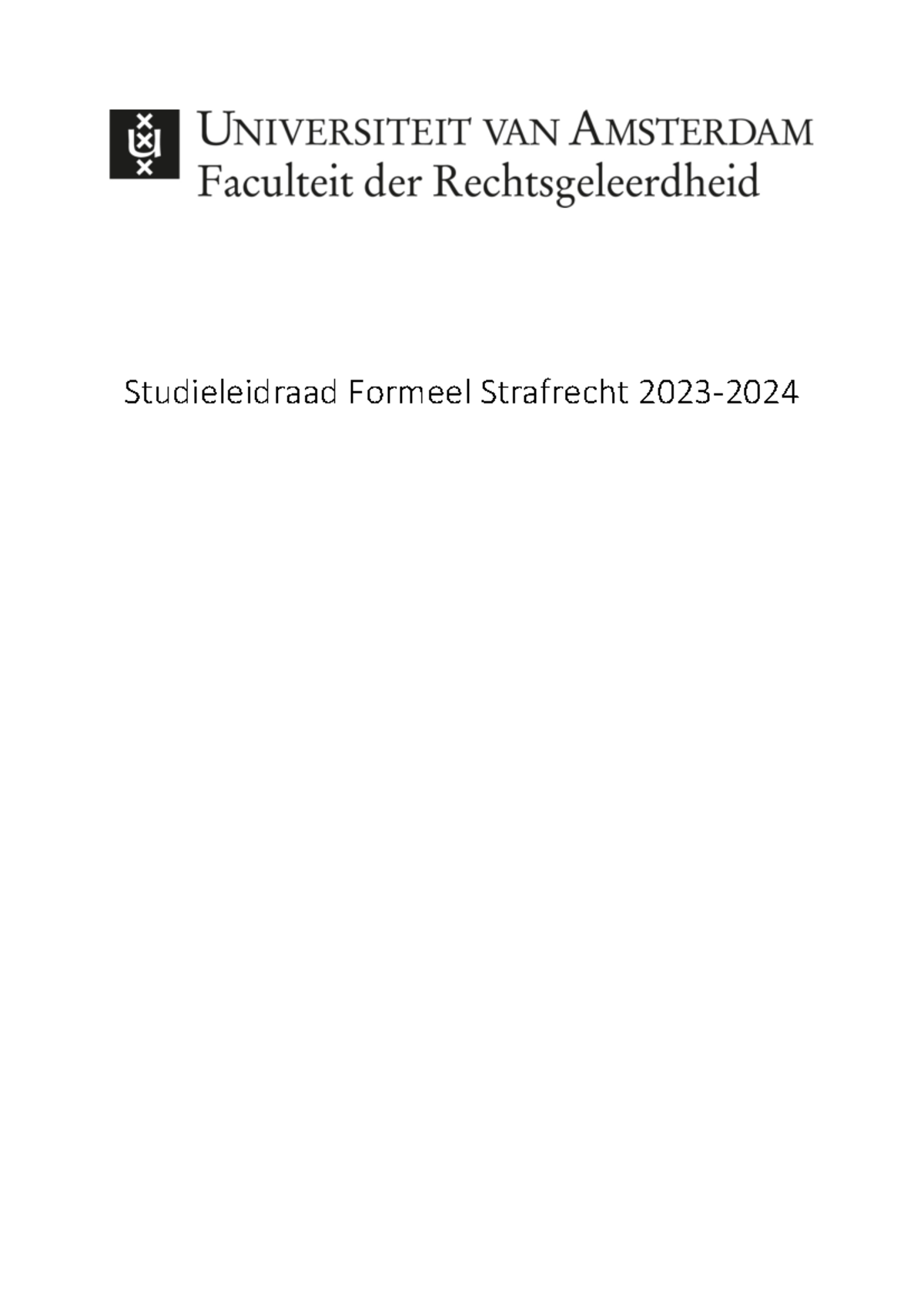 Studieleidraad Formeel Strafrecht 2023-2024: Informatie en Regels ...