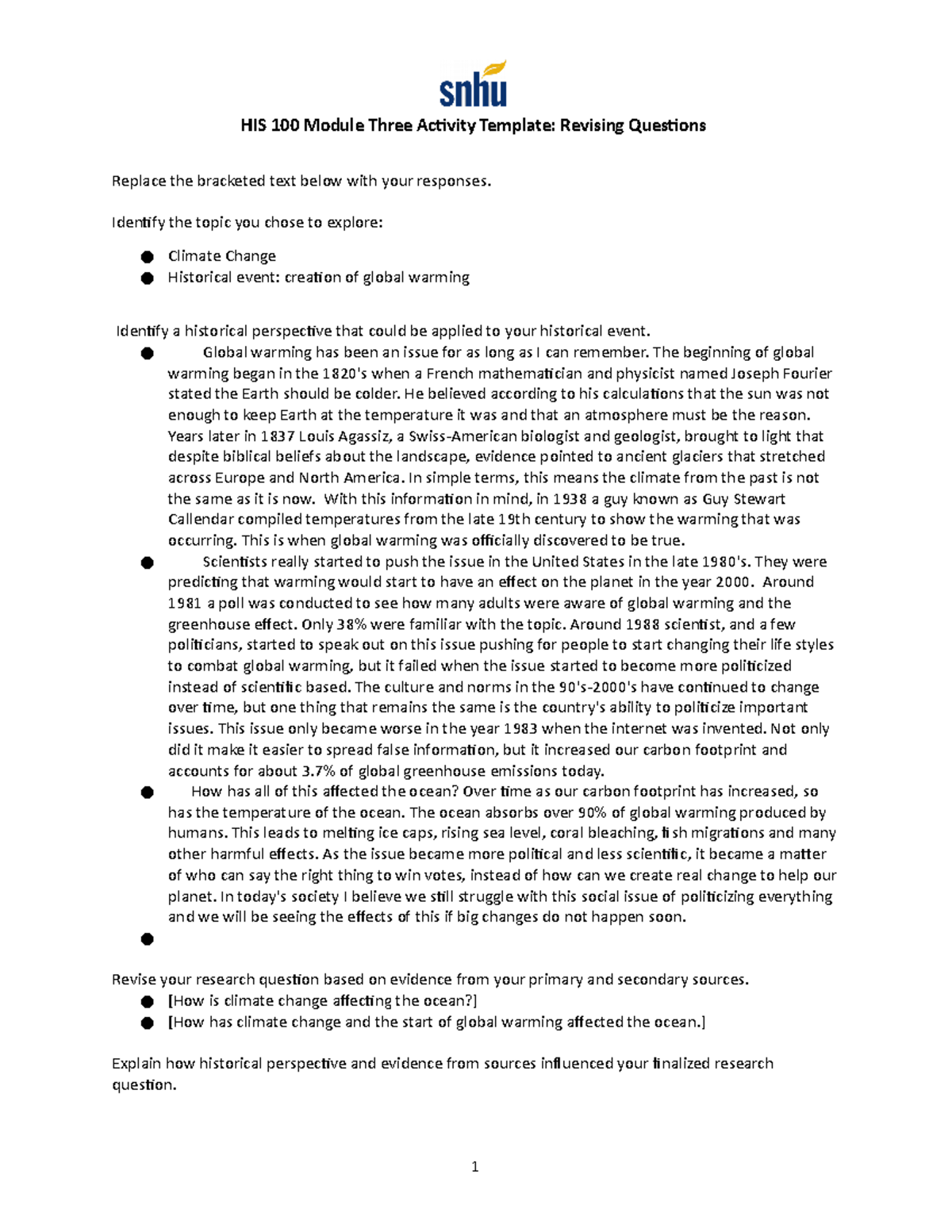 HIS 100 Module Three Activity Revising Questions Template Finished ...