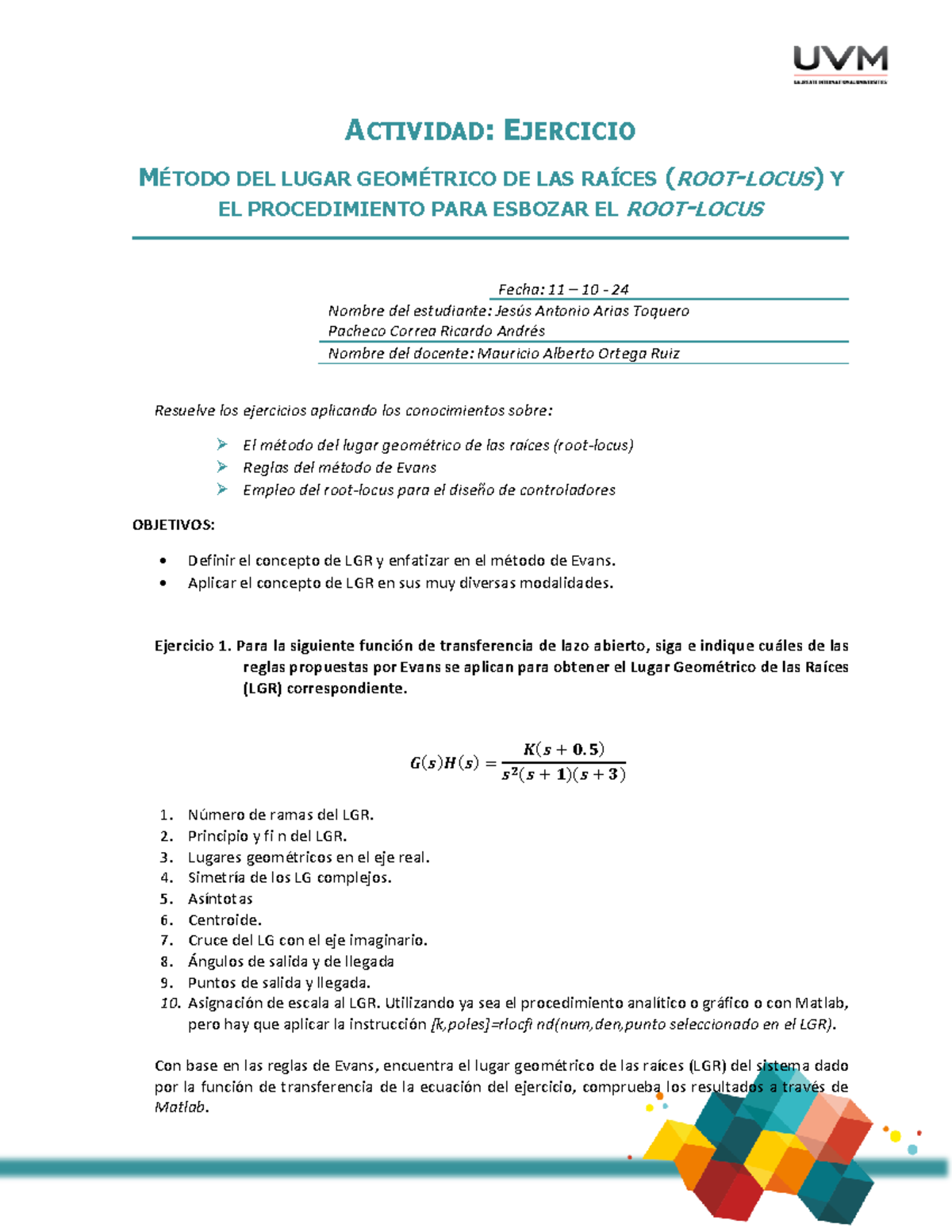 A5#ATJA Root-Locus Método - Ejercicio y Reglas de Evans - Studocu