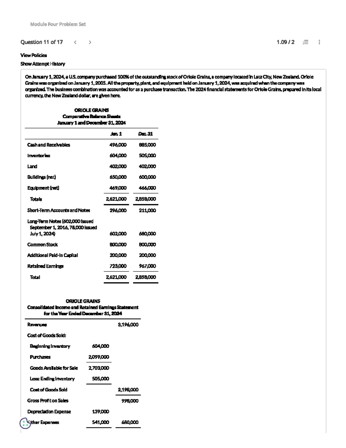 ACC 405 - Module 4 Problem Set: Question 11 Analysis - Studocu