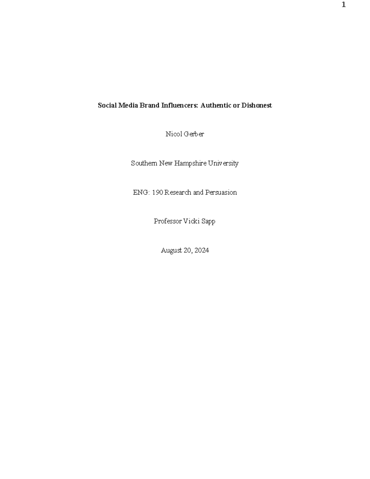 ENG 190 Final Project: Authenticity in Social Media Influencing - Studocu