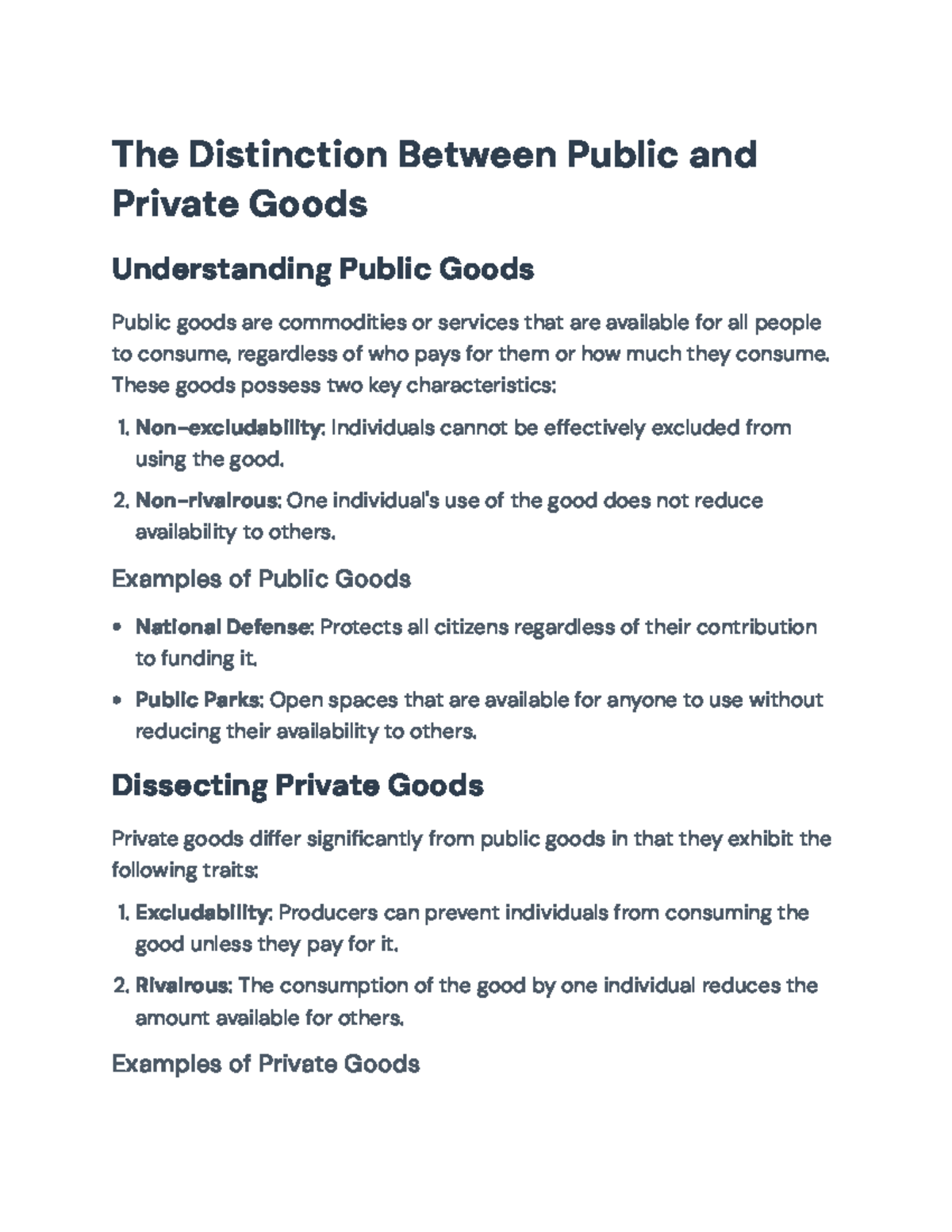 Understanding Public vs. Private Goods - Economic Analysis Overview ...