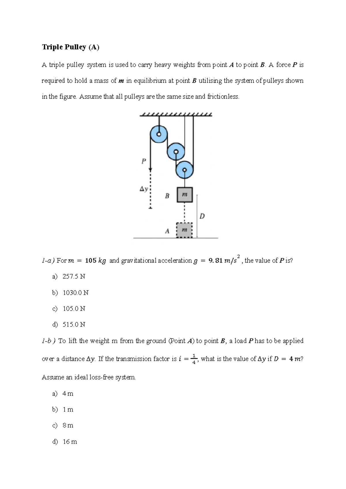 Physics 101: Triple Pulley & Tensile Test Analysis - Studeersnel