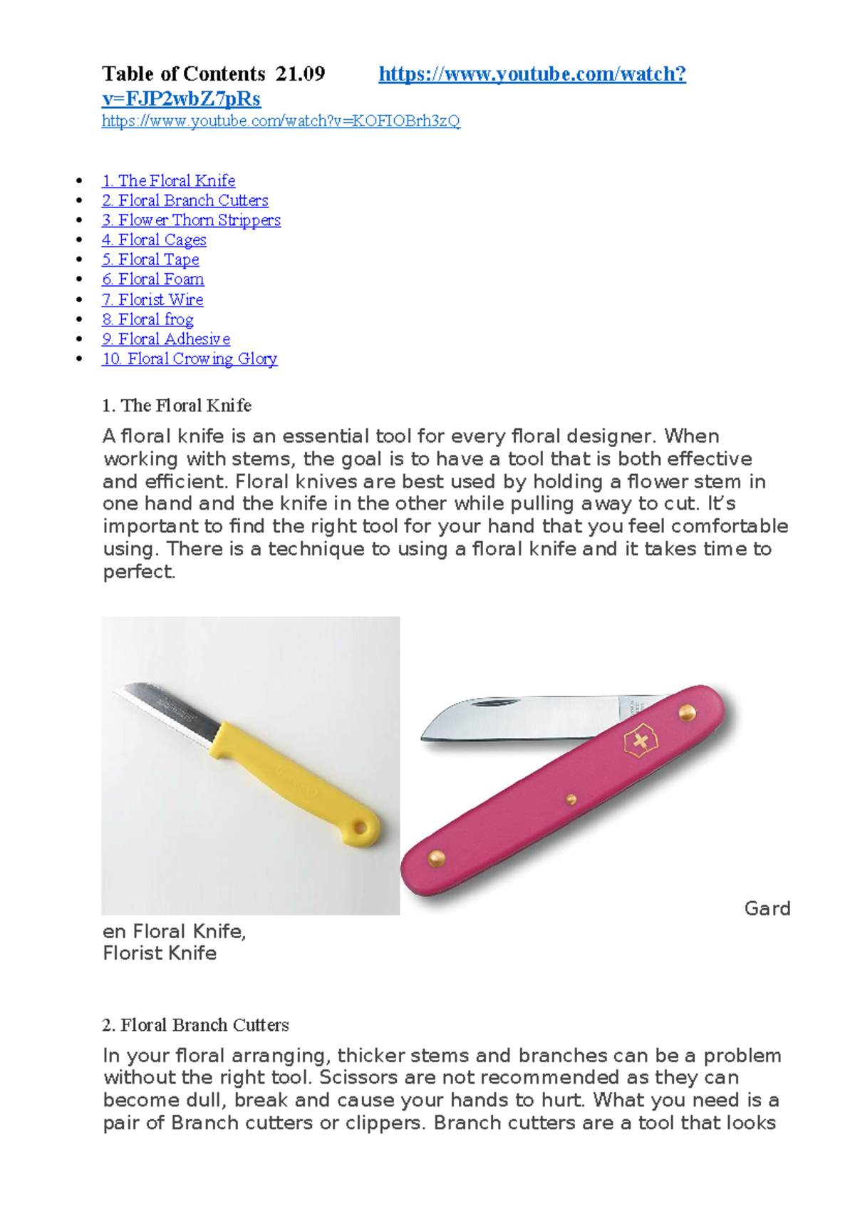 Floral Tools and Techniques: A Comprehensive Guide (21.09) - Studocu
