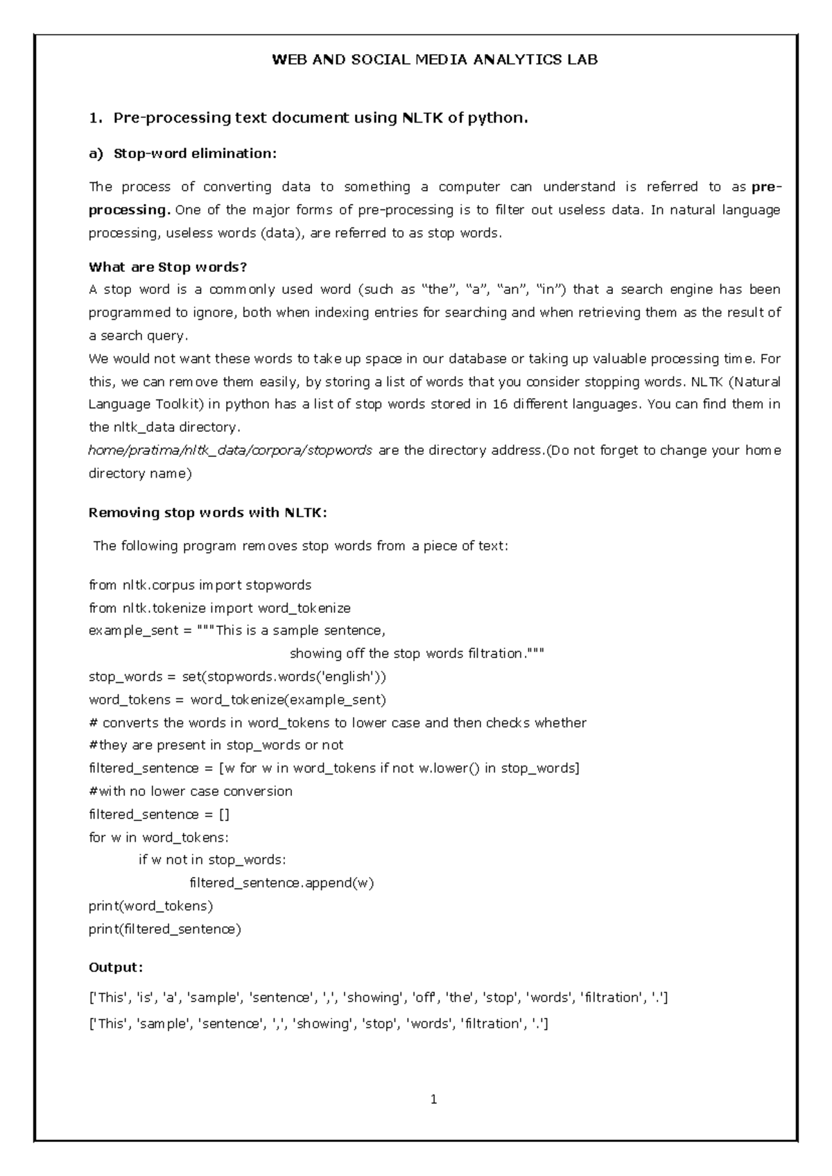 Web and social media analytics lab - WEB AND SOCIAL MEDIA ANALYTICS LAB ...