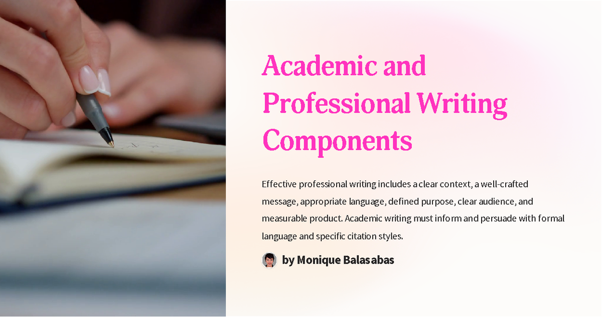 Academic and Professional Writing Components - Academic and ...