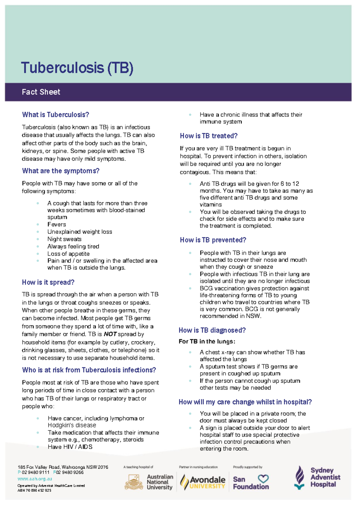 TB Fact Sheet: Understanding Tuberculosis Symptoms, Spread, and ...