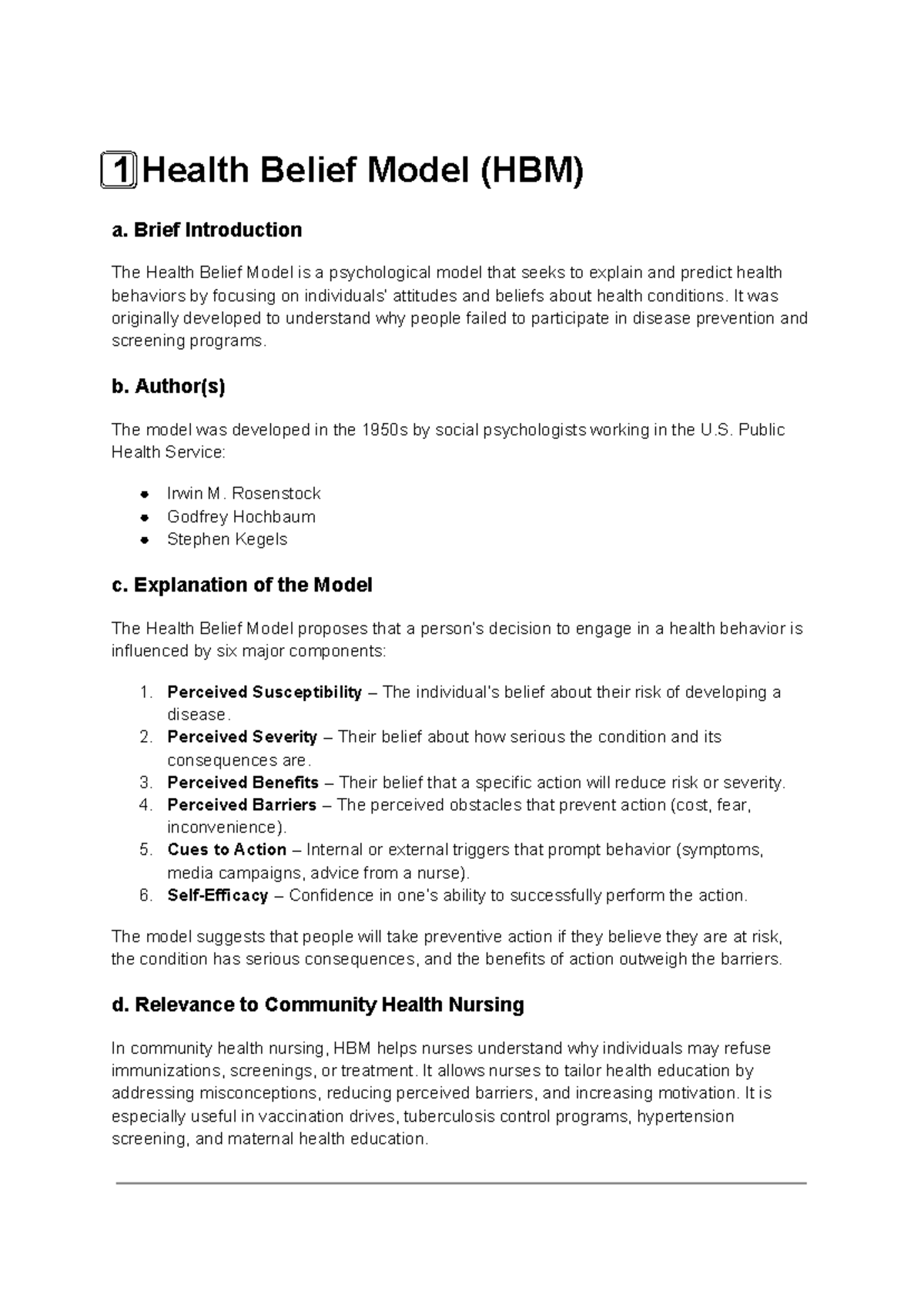Theoretical Models Relevant to Nursing: HBM, Framework for Prevention ...