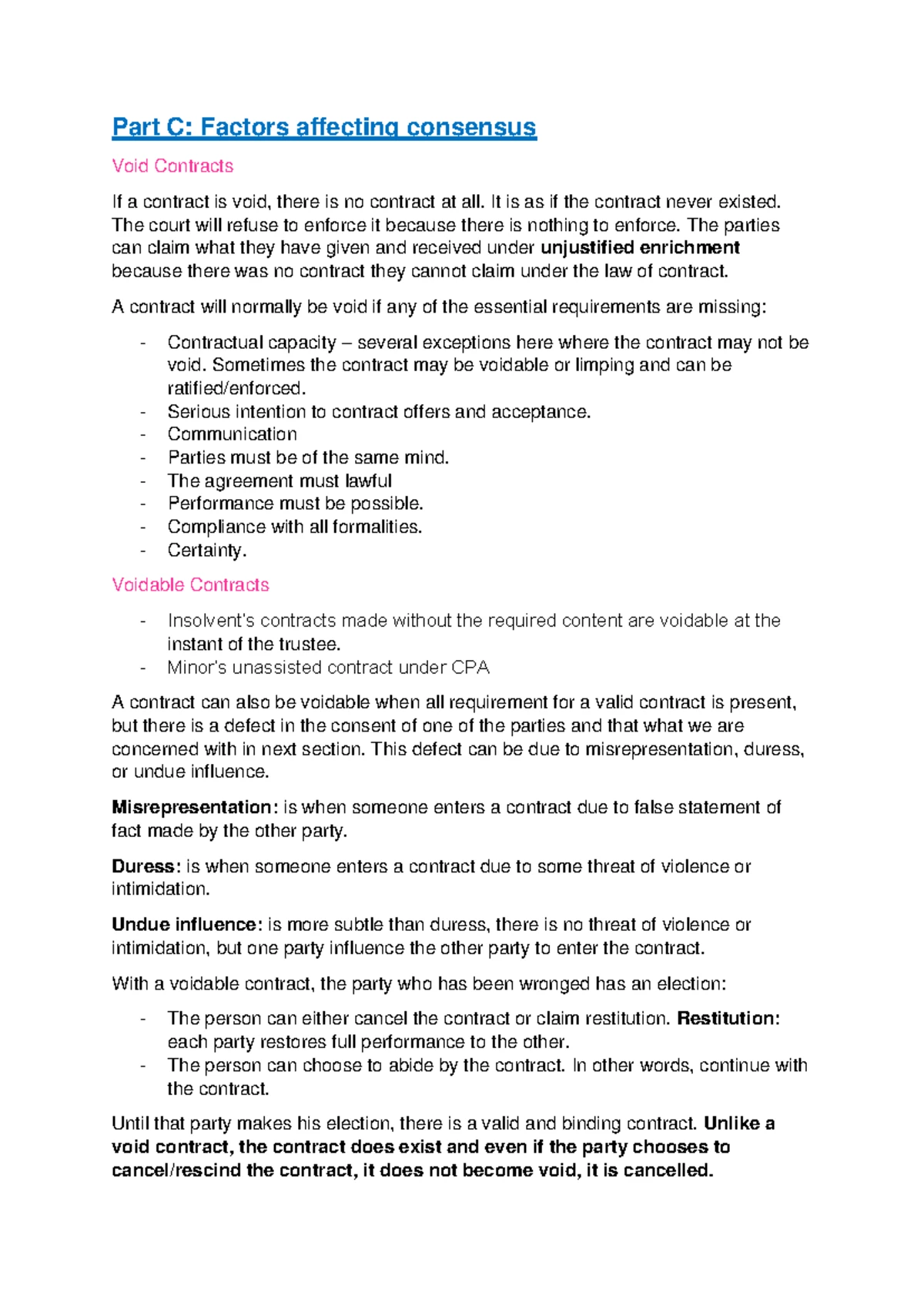 Duress in Contract Law: Key Concepts and Case Studies - Studocu