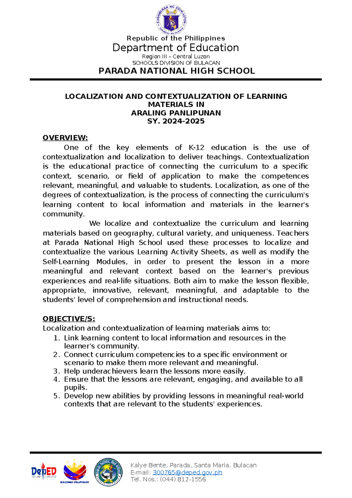 SGC-Localization & Contextualization of AP Learning Materials - Studocu