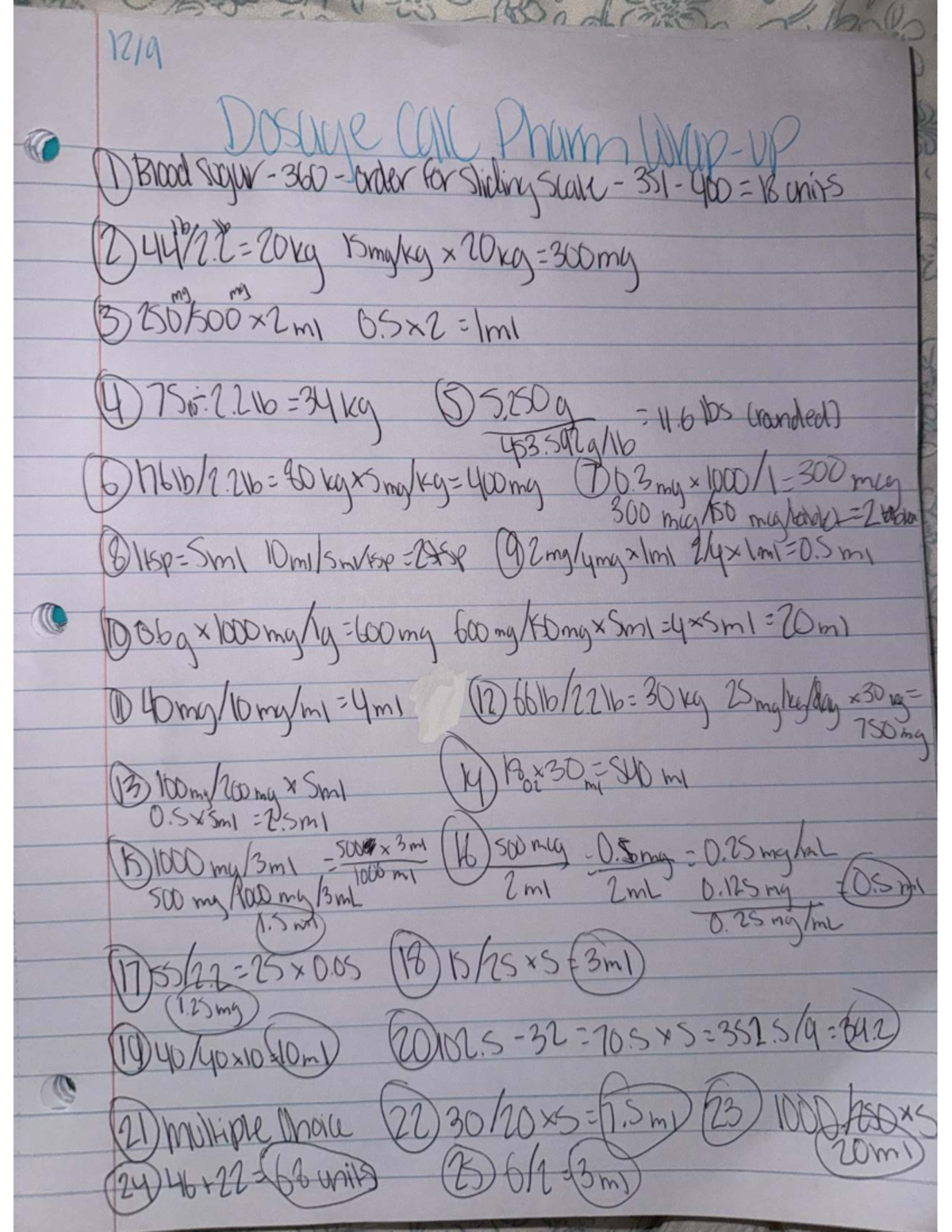 Dosage Calculation Notes for ATI Pharm Course - Studocu