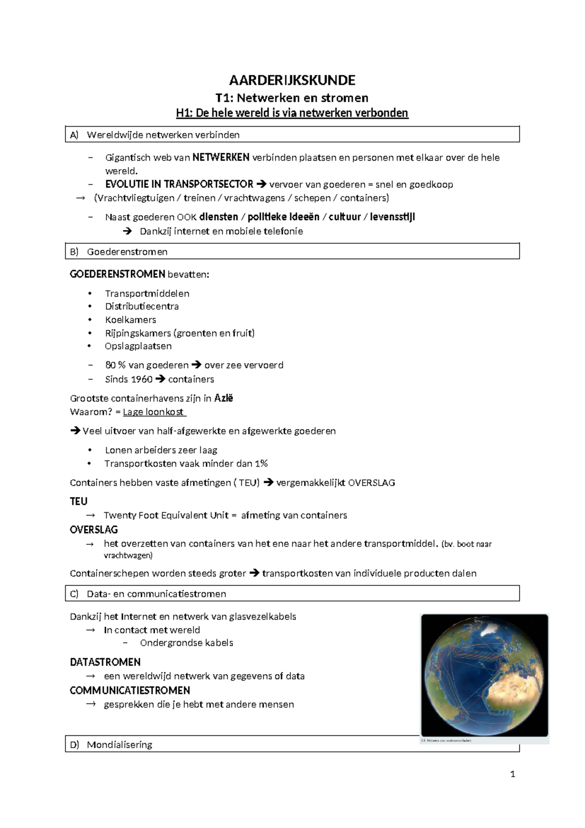 AARDERIJKSKUNDE H1-H3: Netwerken, Stromen & Mondialisering Samenvatting ...