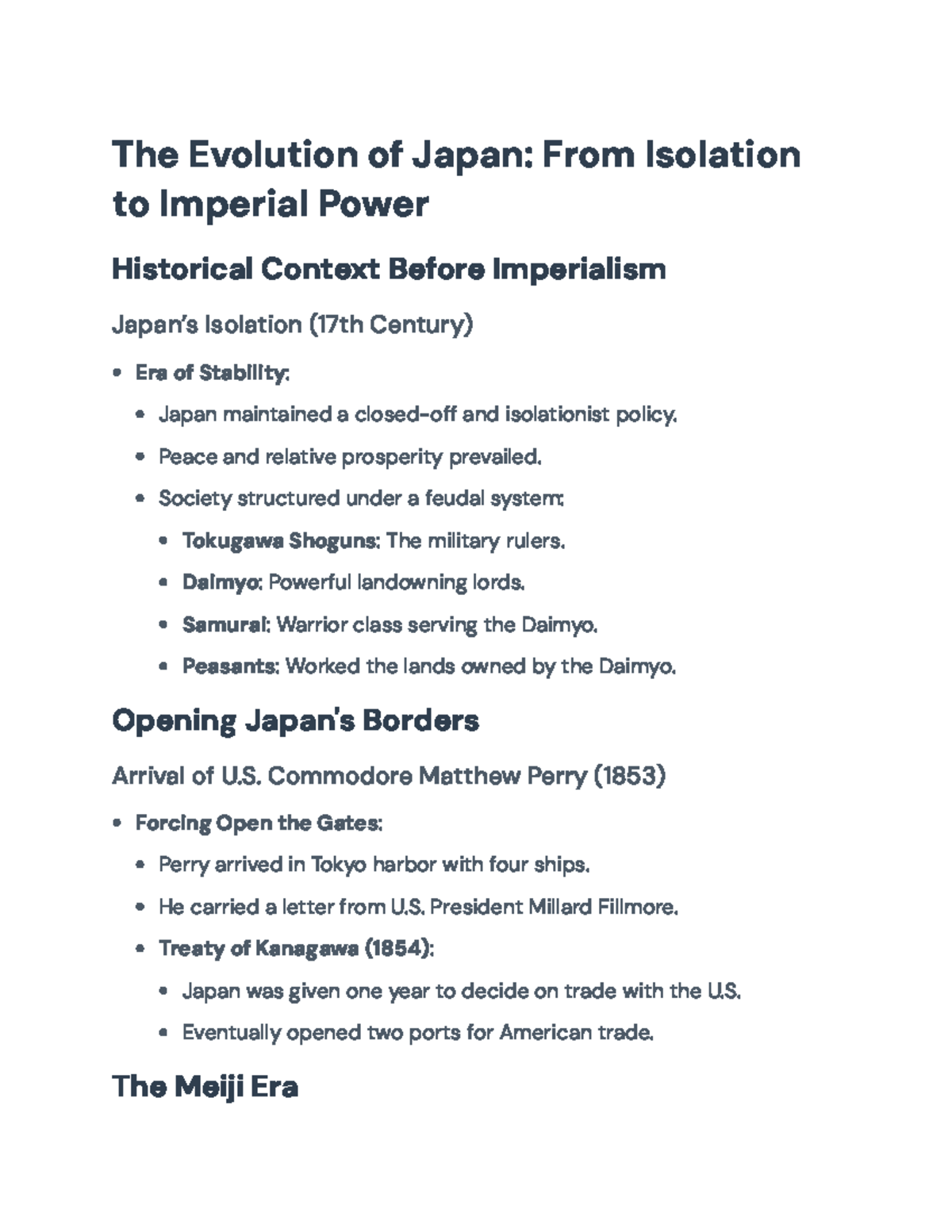 The Evolution of Japan: From Isolation to Imperial Power (HIST 301 ...