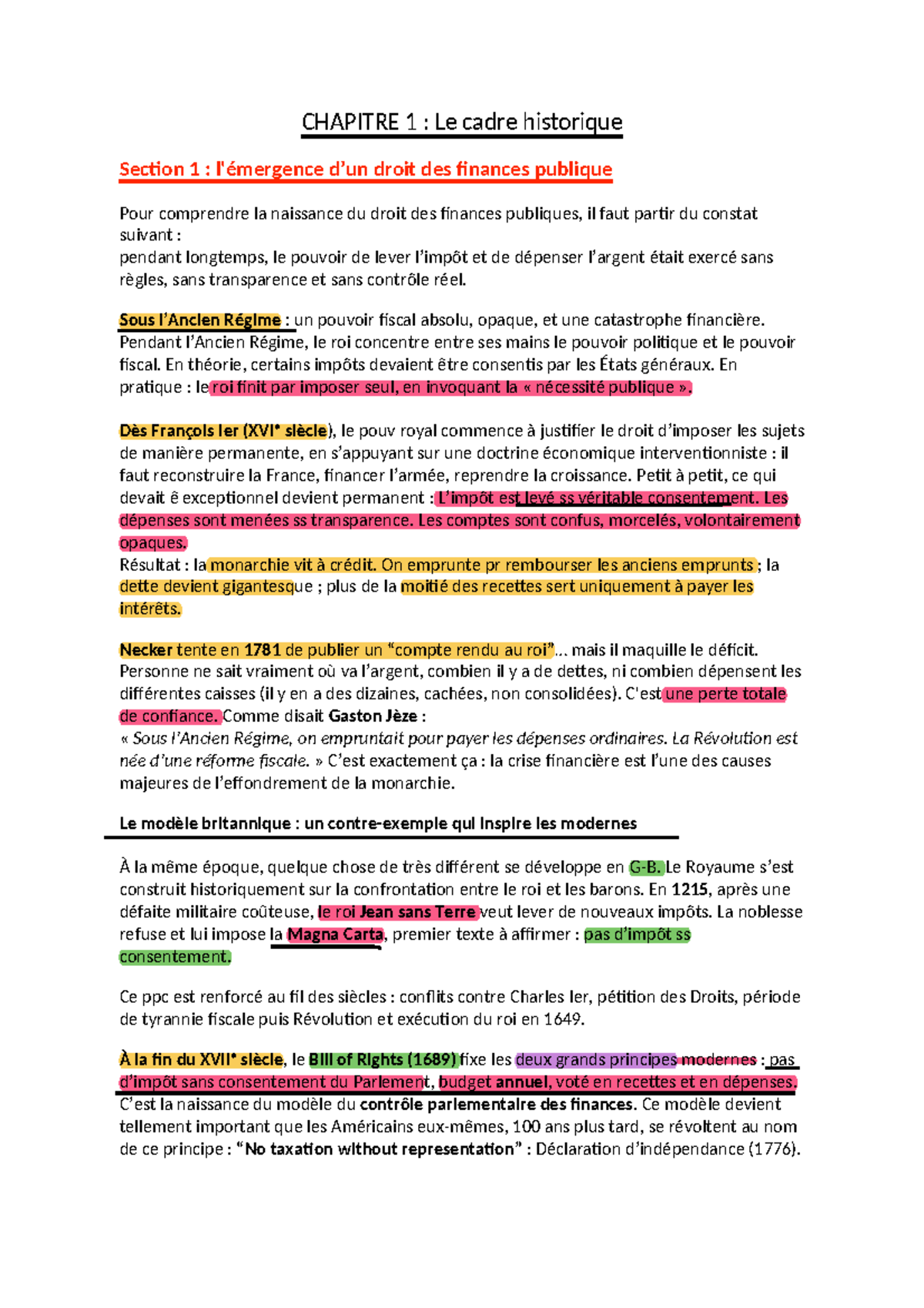 CHAPITRE 1 : Cadre Historique du Droit des Finances Publiques - Studocu