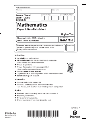 Cambridge Secondary Checkpoint - Mathematics (1112) April 2022 Paper 1 ...