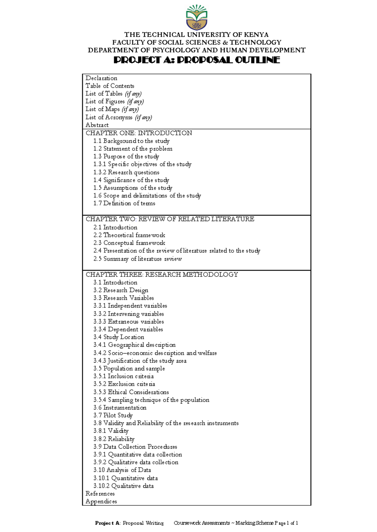 Project A; Proposal Outline - Project A: Proposal Writing Coursework ...