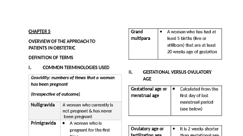 CHAPTER 5: APPROACH TO PATIENTS IN OBSTETRICS - GRAND MULTIPARA - Studocu