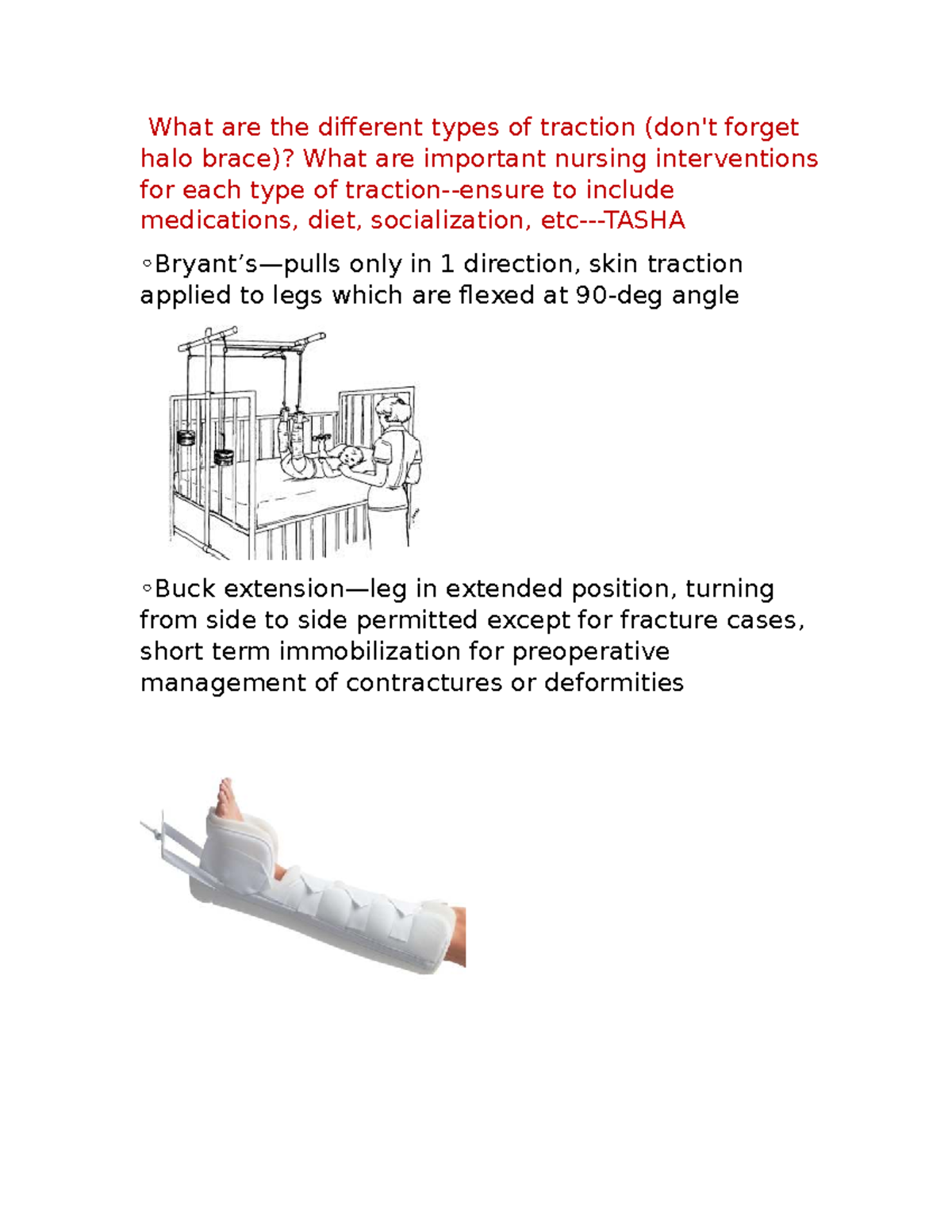 Study Guide for Exam 3 - PEDS: Traction, Casts, and Nursing ...