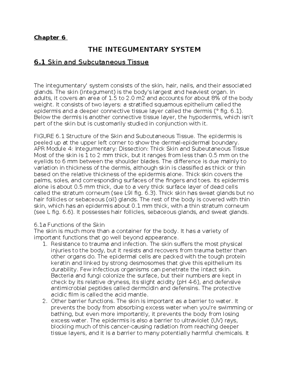 Chapter 6: The Integumentary System - Structure & Function of Skin ...