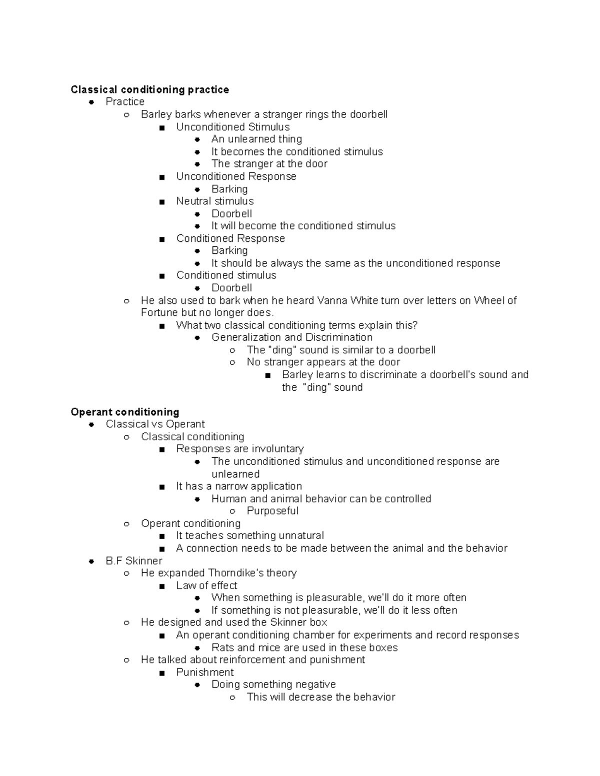 Classical & Operant Conditioning Overview: PS-110-0 (12) - Studocu