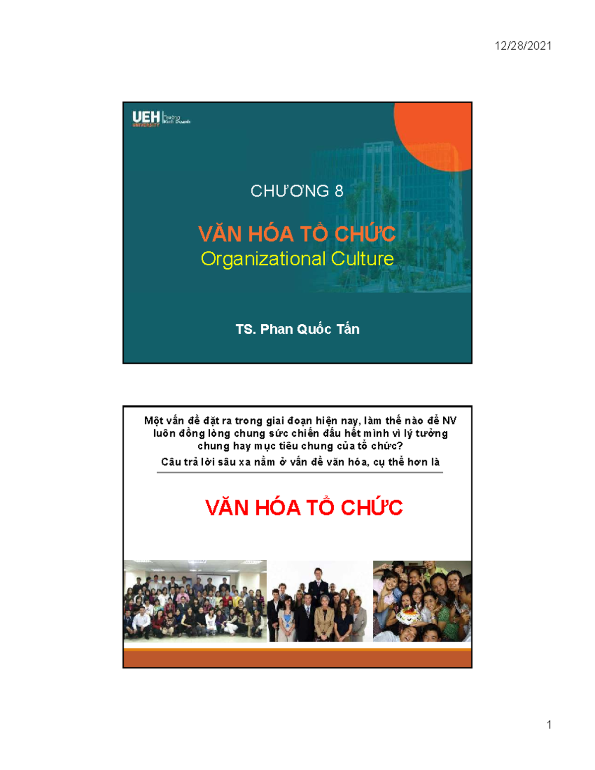 CHƯƠNG 8: VĂN HÓA TỔ CHỨC - Tìm Hiểu Về VHTC Trong Doanh Nghiệp - Studocu