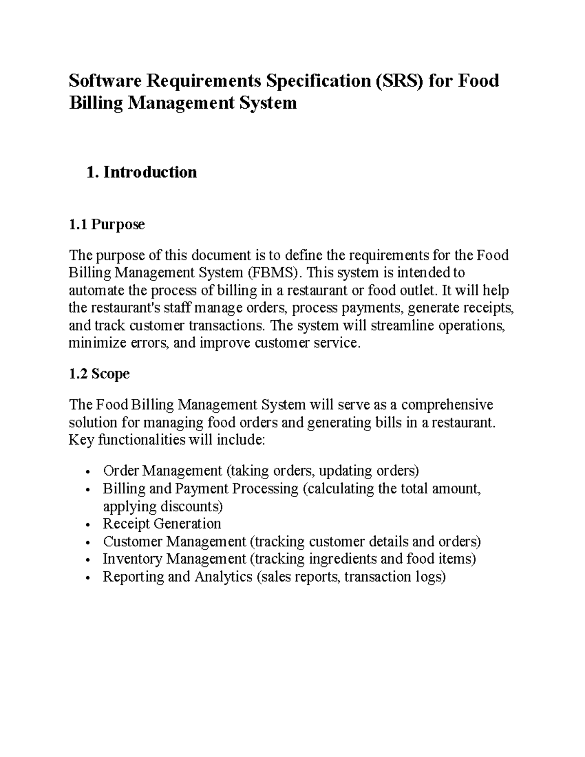 SRS document (Krish Tyagi) - Software Requirements Specification (SRS) for Food Billing ...