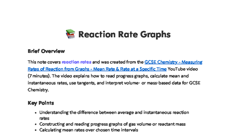 GCSE Chemistry - Overview of Reaction Rate Graphs and Calculations ...