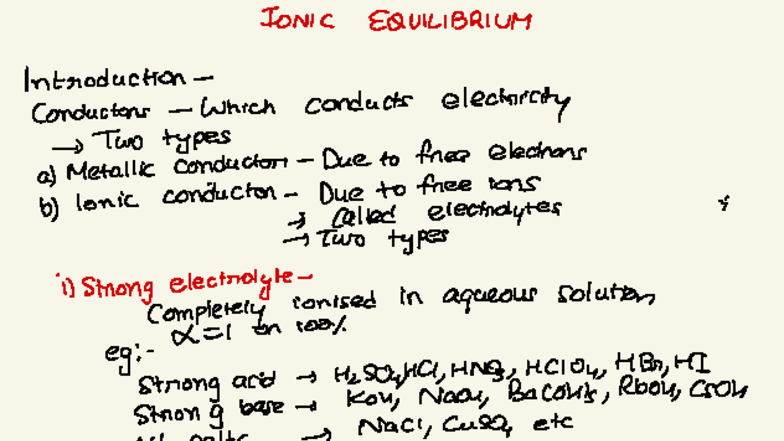 Ionic Equilibrium Concepts and Conductors - CHEM20673 - Studocu