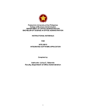 BSOA 2018 Curriculum for students - Bachelor of Science in Office ...