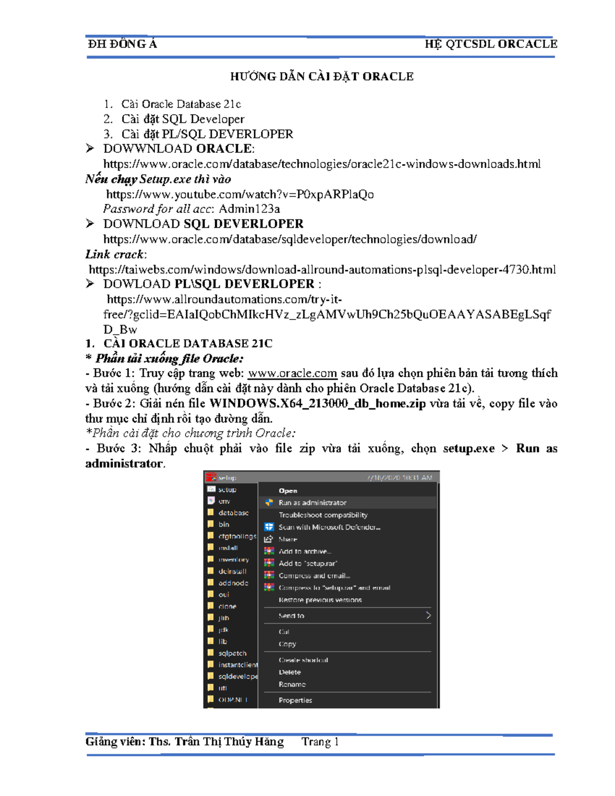 Huong Dan Cai Dat Oracle - HƯỚNG DẪN CÀI ĐẶT ORACLE Cài Oracle Database ...
