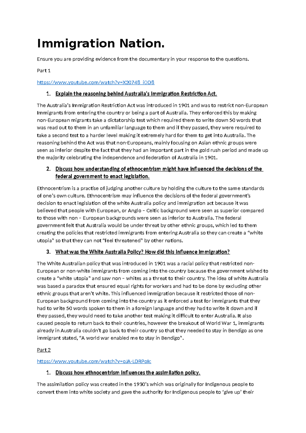 Assimilation Policy & Its Impact on Non-British Migrants in Australia ...