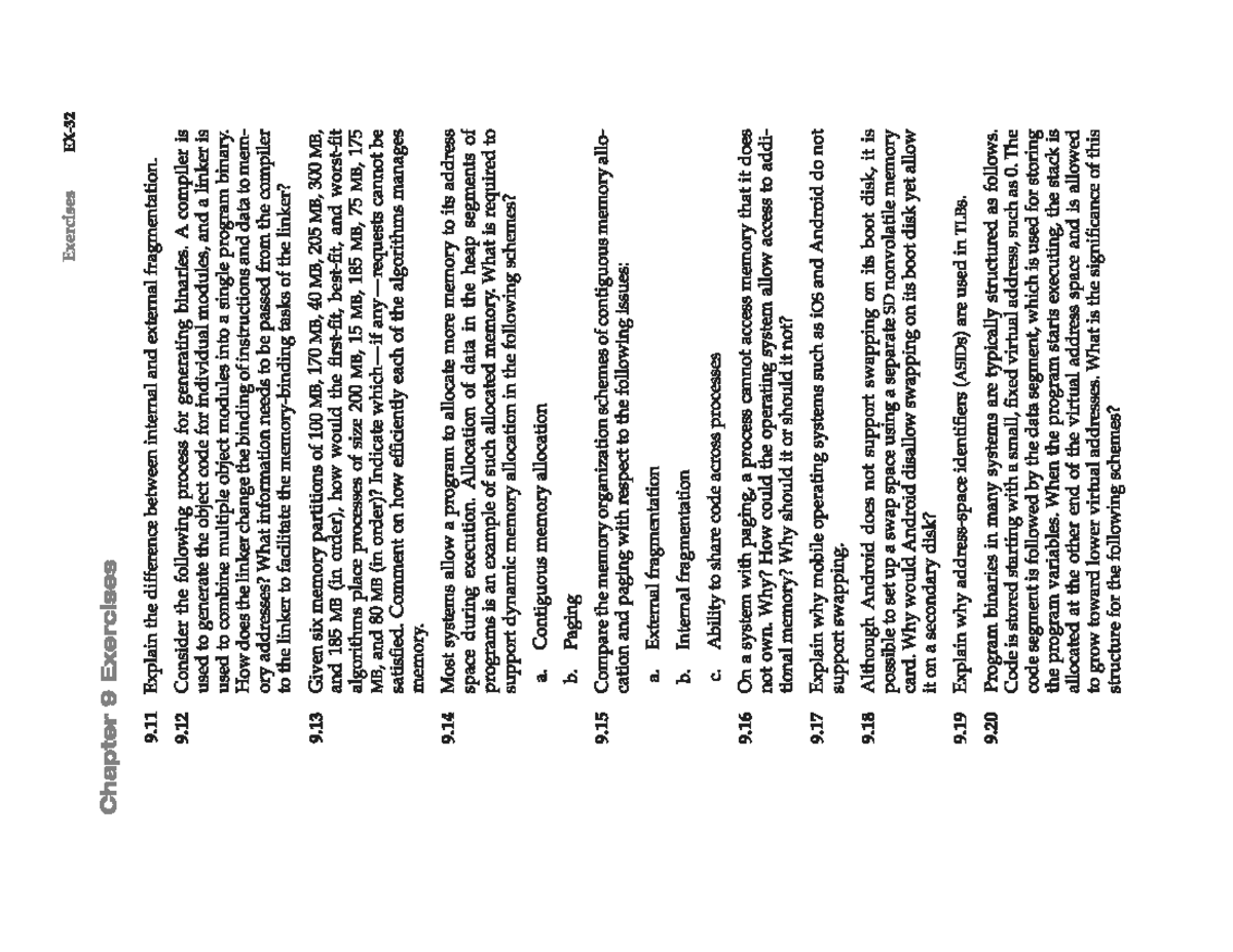Exercises Chapter 9: Memory Management Concepts and Fragmentation ...