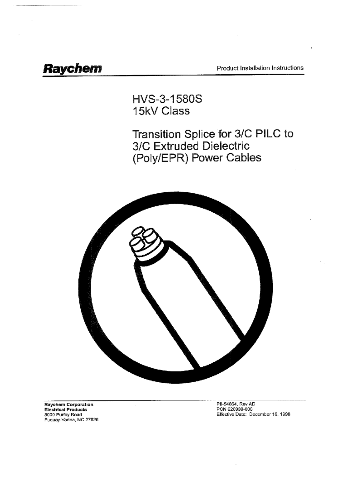 Raychem 15kV Class Transition Splice Installation Instructions HVS 3 ...