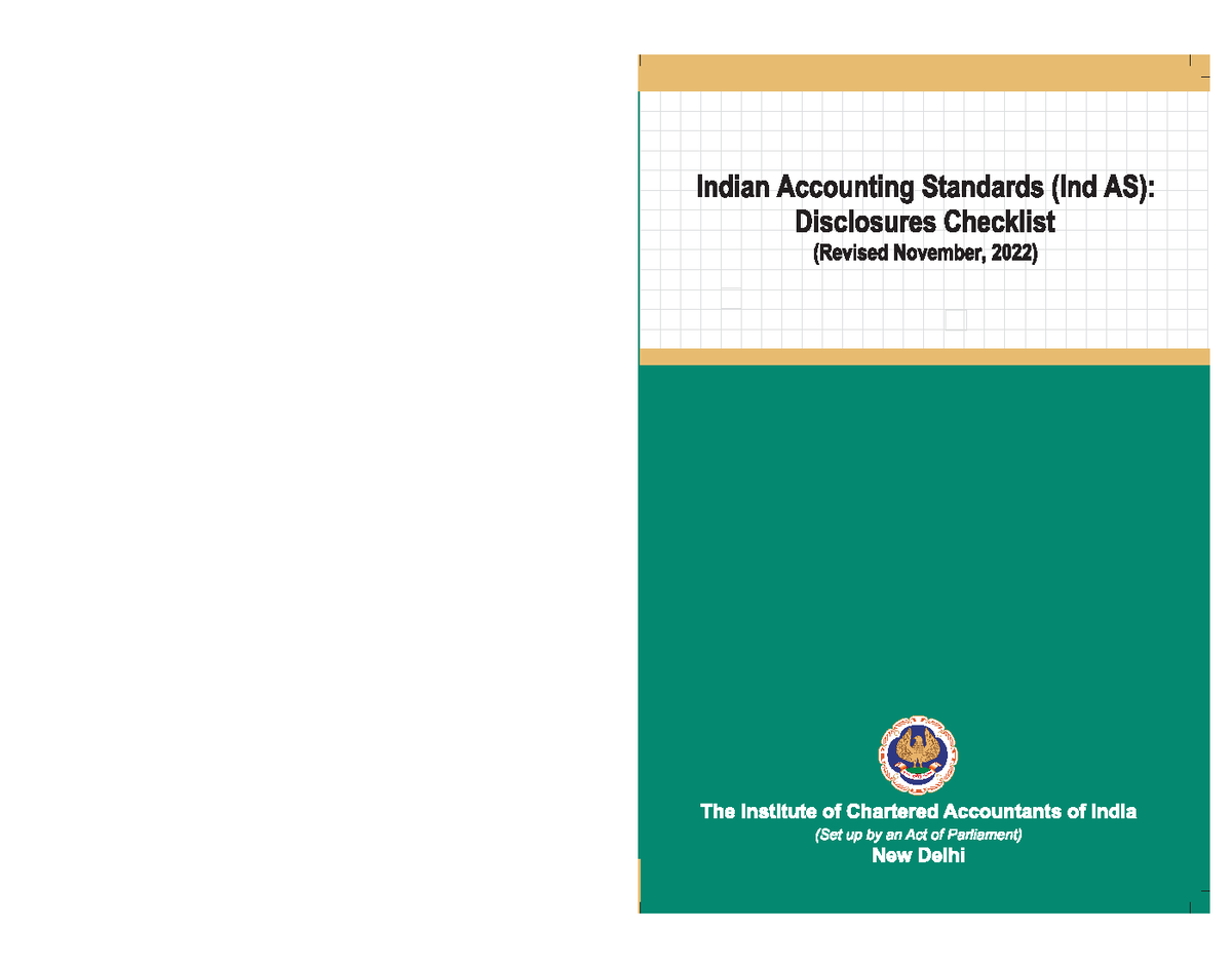 AS - ICAI - Indian Accounting Standards (Ind AS): Disclosures Checklist ...