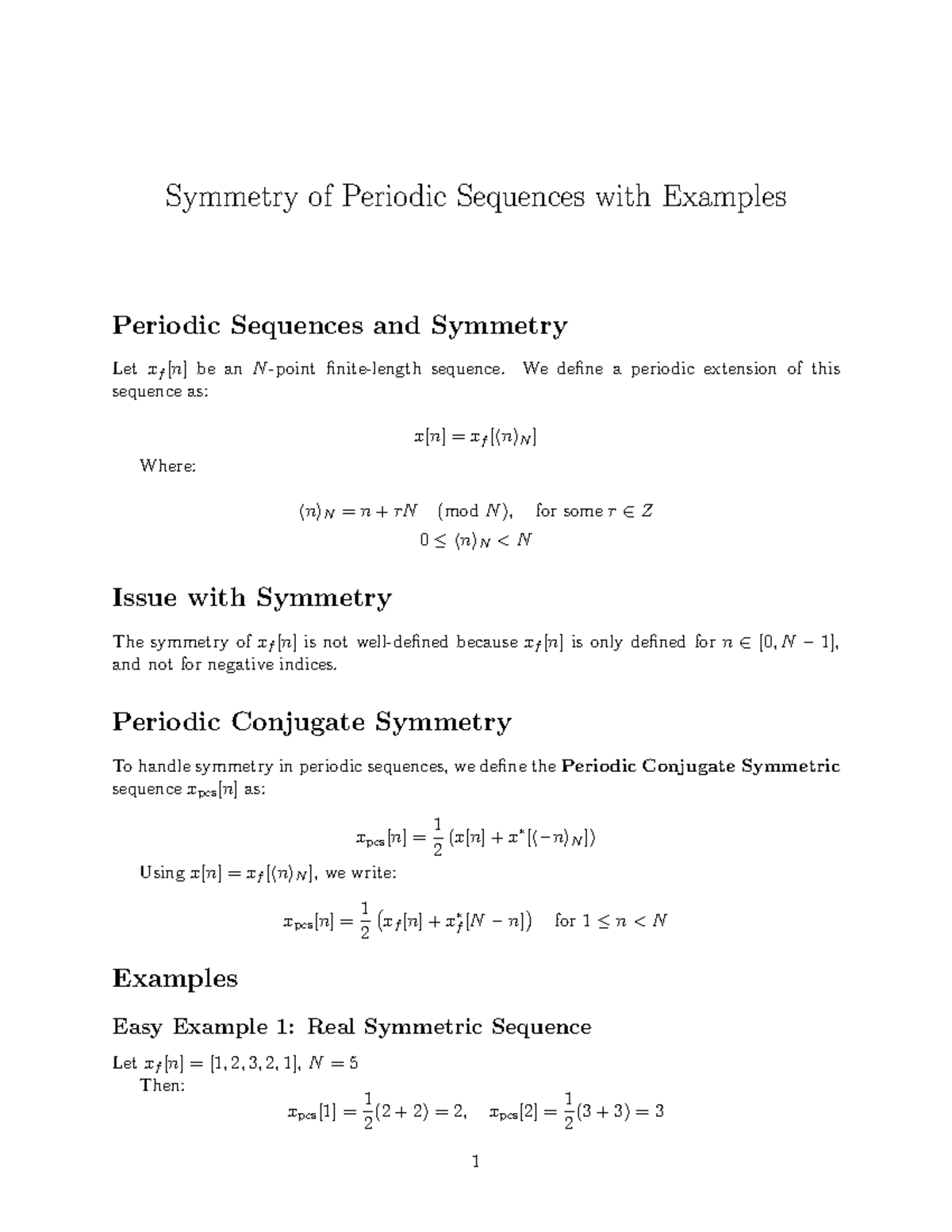 S36: Symmetry of Periodic Sequences with Examples - Studocu