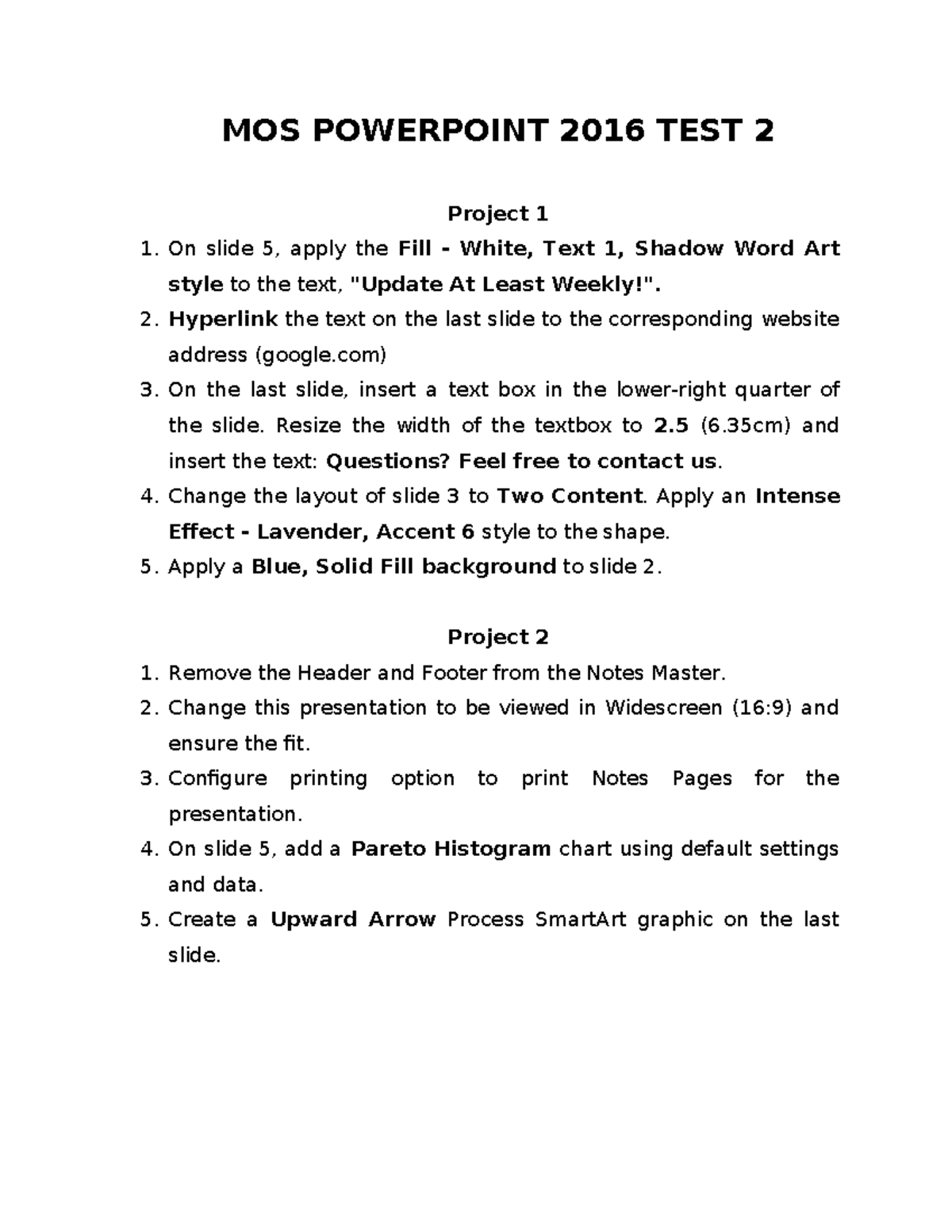 MOS PP 2016 De Thi 2 - Detailed Exam Tasks and Instructions - Studocu