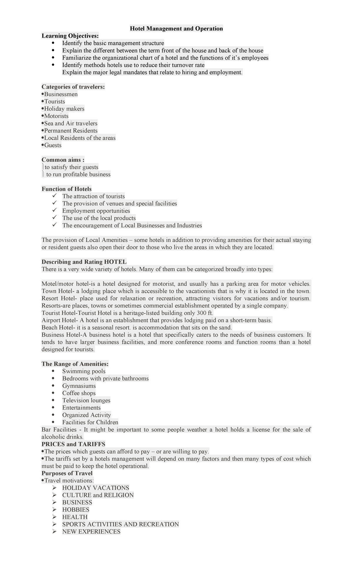 Hotel Management & Operations: Key Concepts & Objectives (Module 2 ...