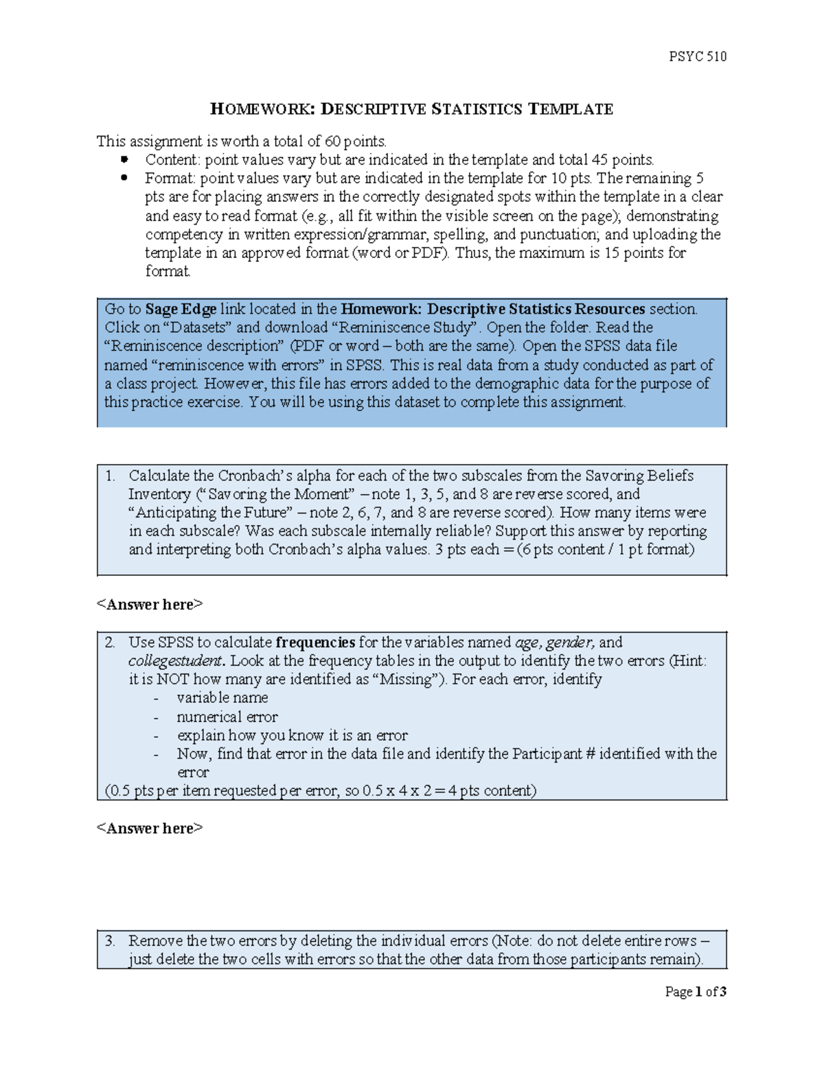 PSYC 510 Homework: Descriptive Stats Template & Analysis Guide - Studocu