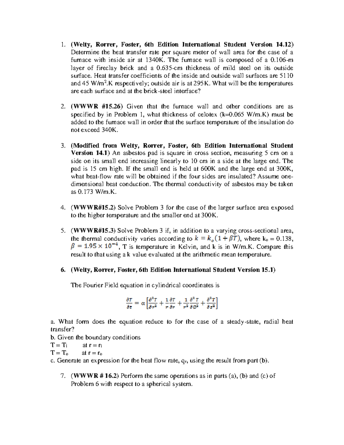 Tutorial 1 Introductory Conduction Heat Transfer Problems Solutions