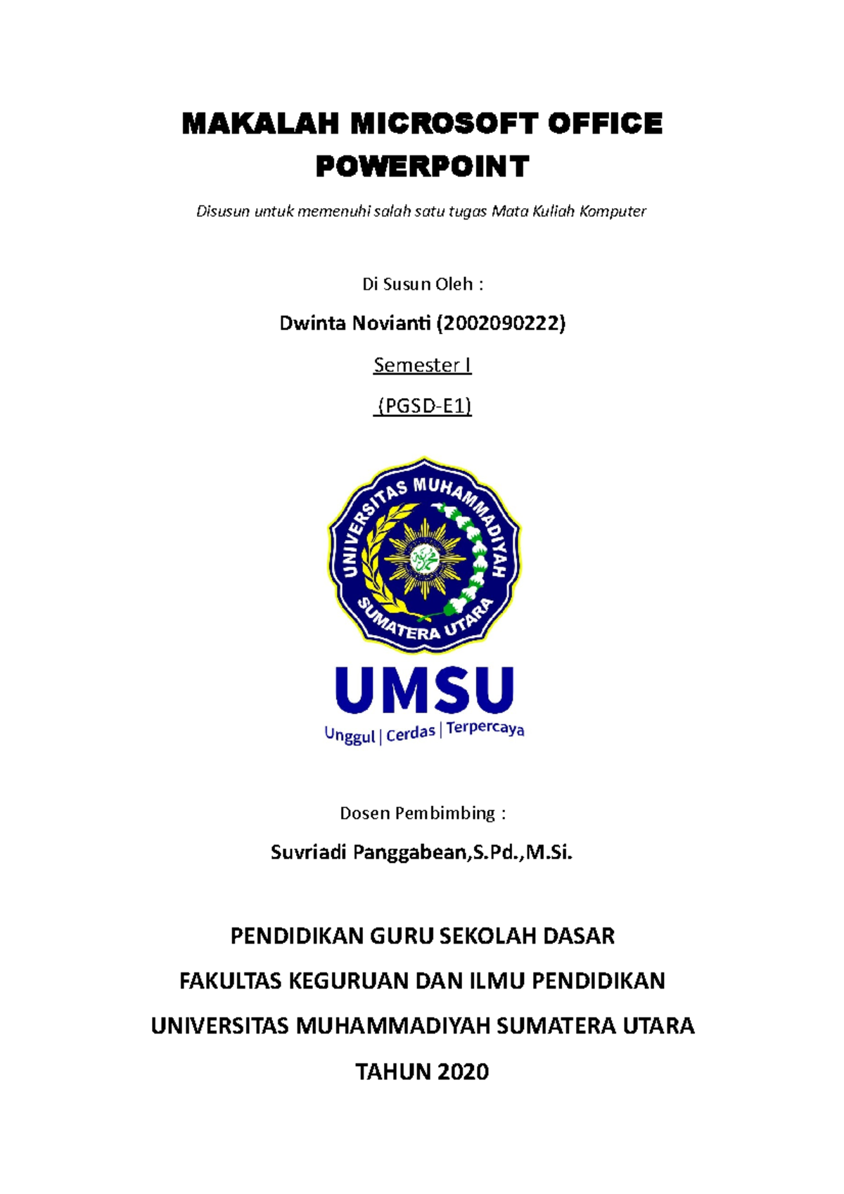 Makalah PowerPoint: Pemanfaatan dalam Pembelajaran (PGSD-E1) - Studocu