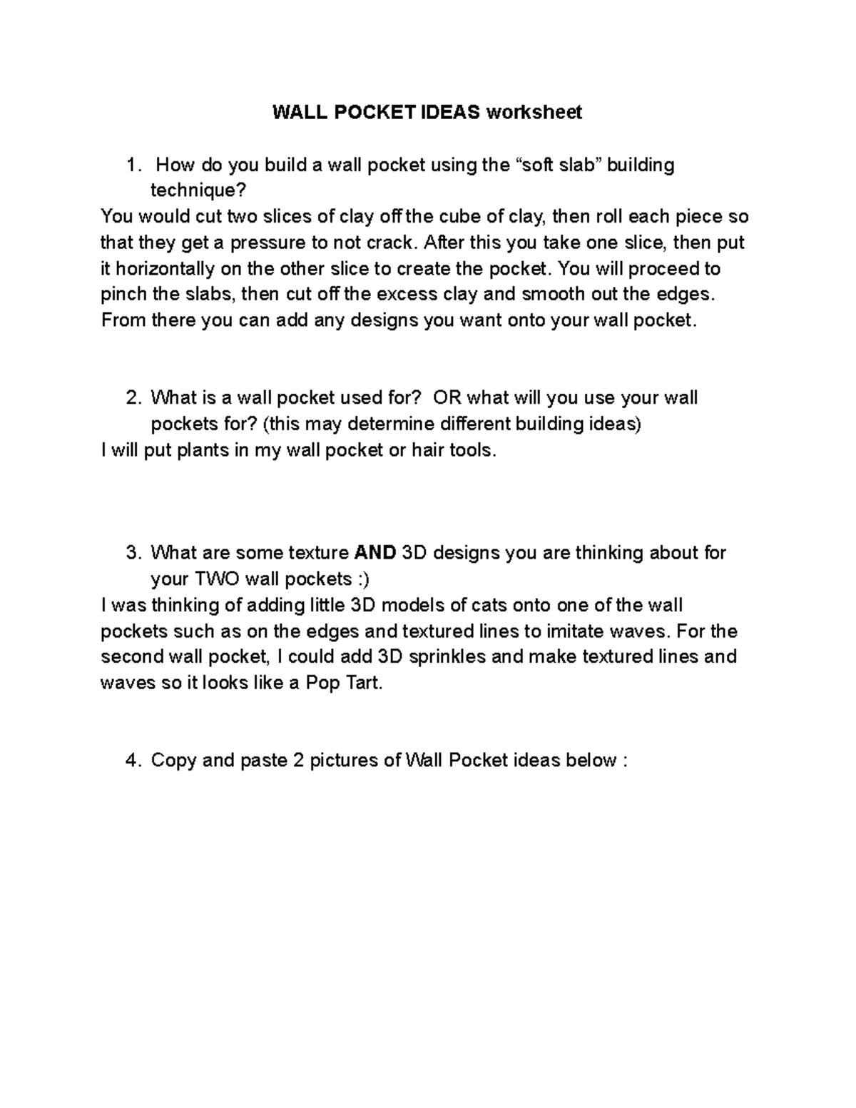 WALL POCKET IDEAS Worksheet: Building Techniques & Design Tips - Studocu
